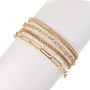 ANYILVTULI Gold Chain Bracelets for Women Snakebone Bracelets Simple Bracelets