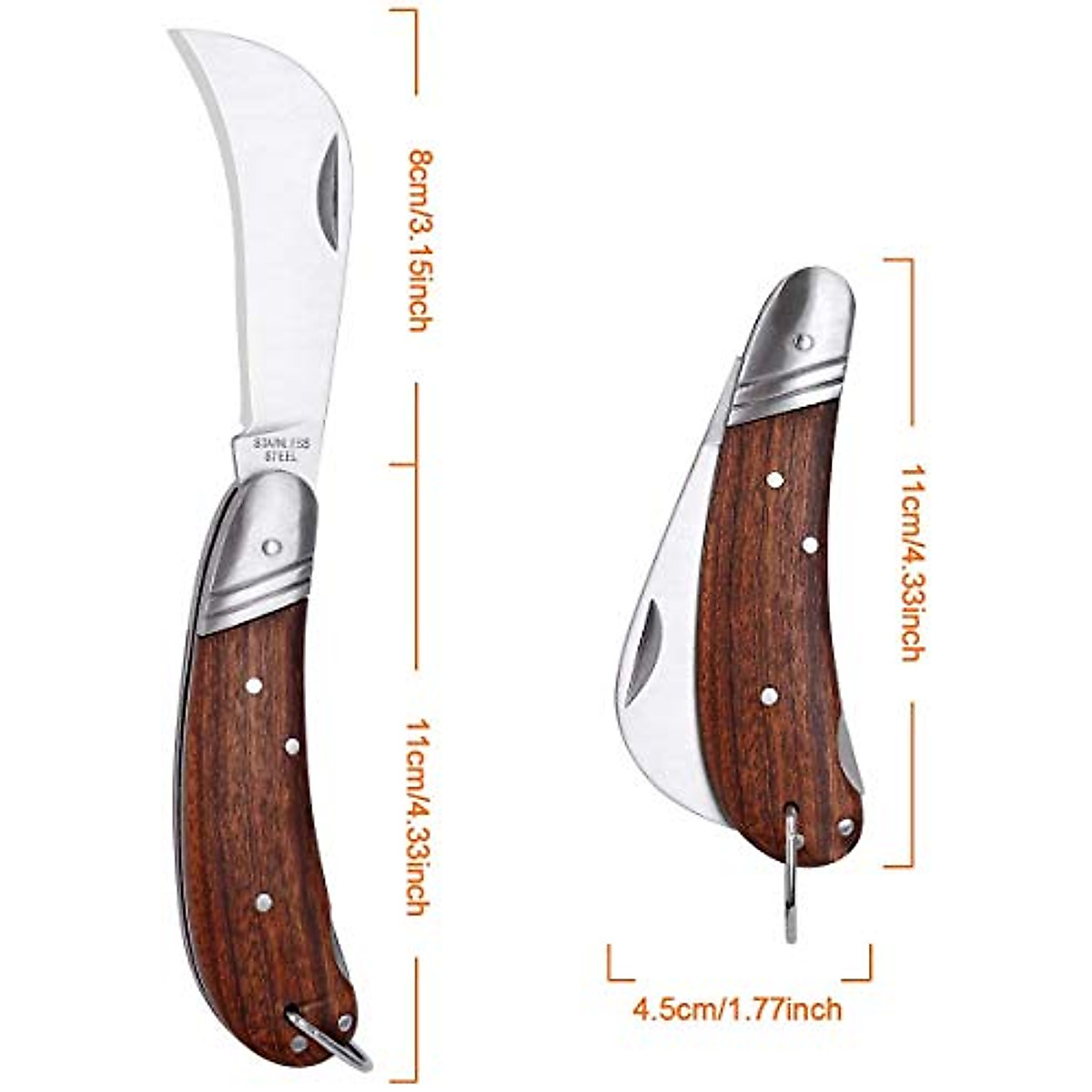 Grafting Knife/Bud Shoot Knife/Pruning Knife/Portable Orchard Stainless Steel Straight Blade and Hawk Blade(Single-Edged Knife)