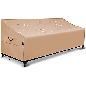 QH.HOME Outdoor Patio Couch Cover Waterproof 900D Heavy Duty Strong Tear Resistance - 3 Seater Outdoor Bench Sofa Cover UV Resistant Fade, Lawn Patio Furniture Covers with Air Vent 78"W x 42"D x 32"H