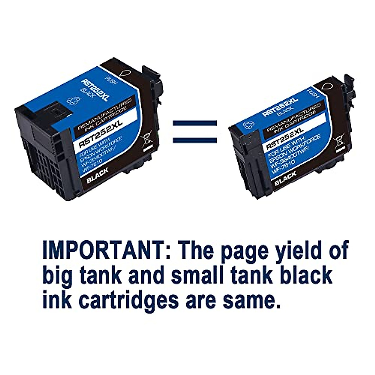 Run Star Remanufactured Ink Cartridge Replacement for Epson 252XL T252XL 252 XL Used in Workforce WF-7720 WF-7710 WF-3640 WF-3620 WF-3630 WF-7610 WF-7620 WF-7110 WF-7210, 5-Pack (2BK/1C/1Y/1M)