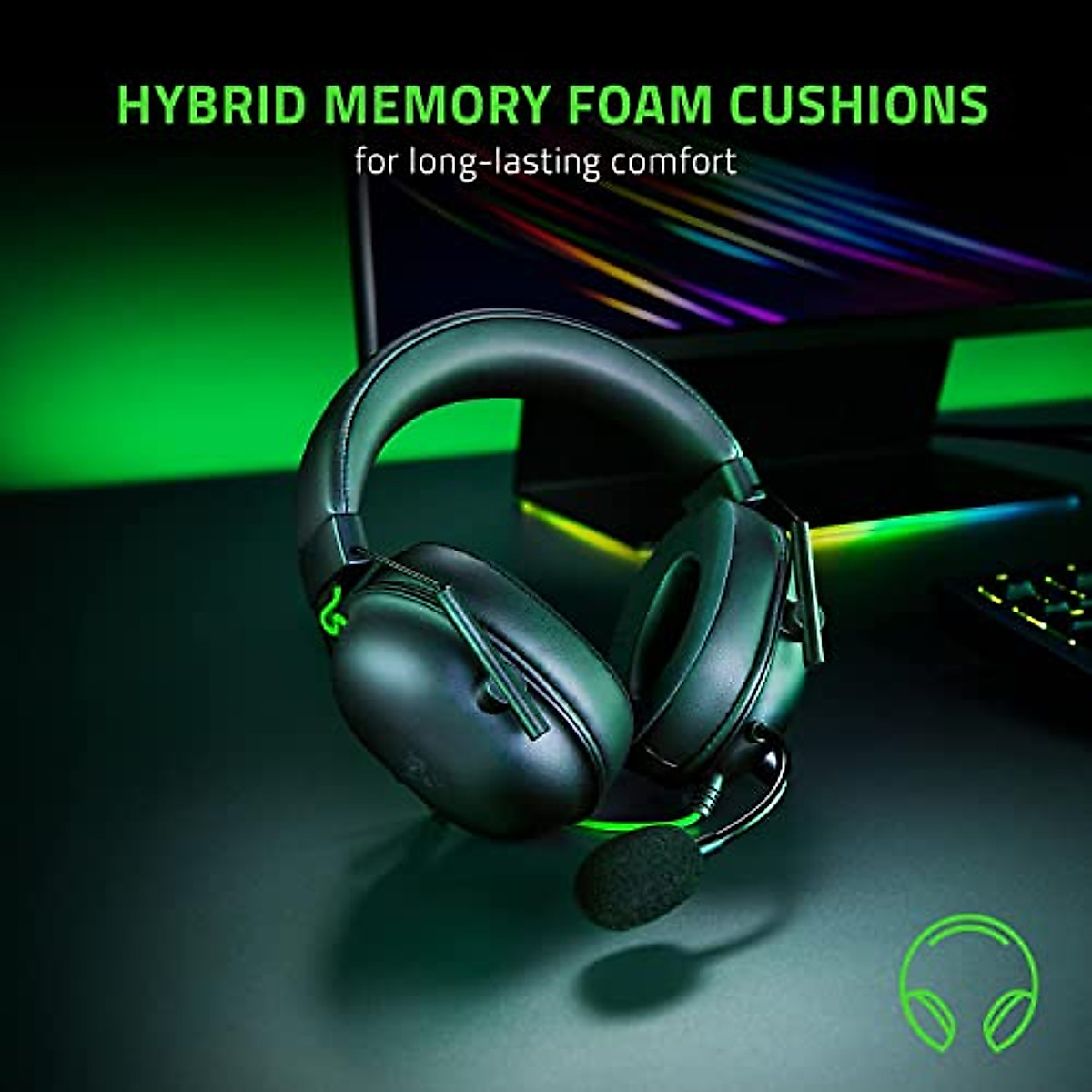 Razer BlackShark V2 X USB Wired Esports Gaming Headset: 7.1 Surround Sound - 50mm Drivers - 240g Lightweight Build - Noise Cancelling Mic - Hybrid Memory Foam Cushions - Long Lasting Comfort - Black