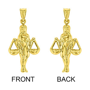 Jewelry America High Polish 14k Yellow Gold 3D Libra Zodiac Sign Charm Balance Scale Pendant