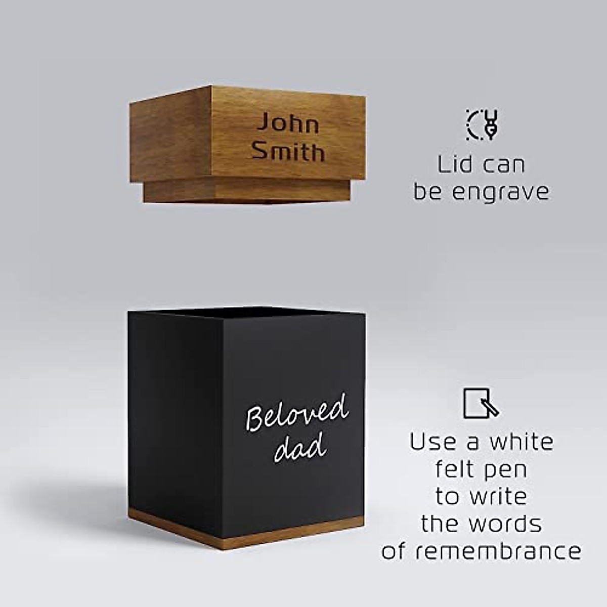 Wooden urns for Ashes Adult Male & Female, Small Decorative urns, Funeral Burial Urn for Adult, Wooden Ash Box, Cremation Urn for Adult Ashes (Medium Size)