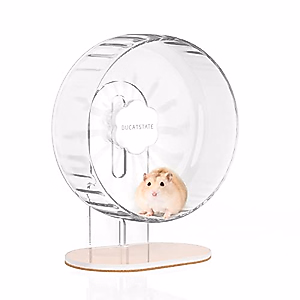 Bucatstate Hamster Exercise Wheel Super-Silent with Adjustable Base Dual-Bearing Cage Accessories Quiet Spinning Running Wheel for Dwarf Syrian Hamster Gerbils and Other Small Animals