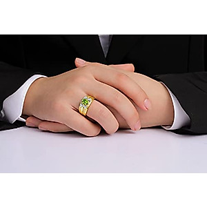 Rylos Simply Elegant Beautiful Peridot & Diamond Ring - August Birthstone* Size 8