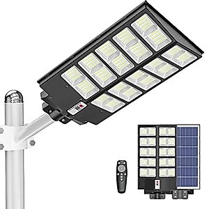 1000W Solar Street Lights Outdoor Solar Powered Dusk to Dawn Parking Lot Light with Motion Sensor and Remote Control for Backyard