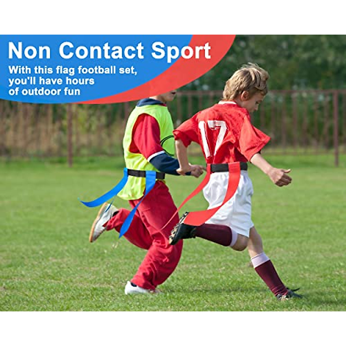 Hilhook Flag Football Belts, 10 Player Adjustable Flag Football Set with 30 Flags for Youth and Adults Training Equipment