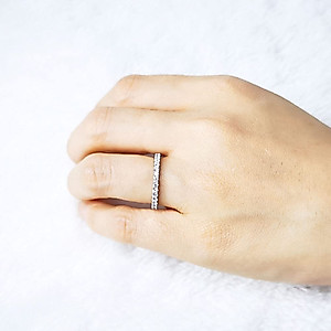 Bo.Dream 2.2mm Round Cubic Zirconia CZ Wedding Full Eternity Band Rings Sterling Silver Size 7