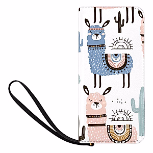 InterestPrint Llama Cactus Zip Around Wallet for Women
