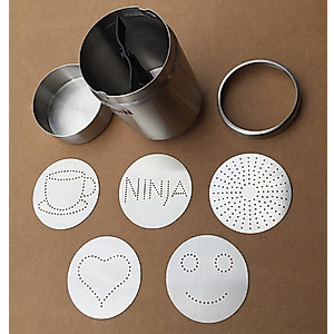 Ninja Signature Designer Cinnamon Shaker with 5 Stainless Steel Stencils for Coffee Bar CF090 CF091 CF092 CF097 CF110 CF111 CF112 CM400 CM401 clear