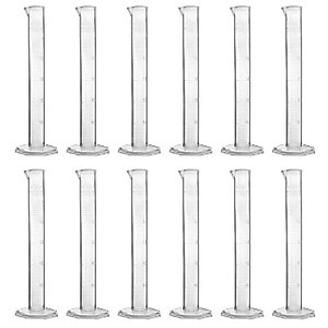 12PK Graduated Cylinders, 25mL - Class B Tolerance - Octagonal Base - Polypropylene Plastic - Industrial Quality, Autoclavable - Eisco Labs