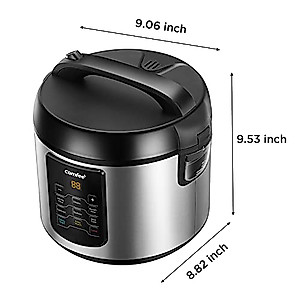 COMFEE' Rice Cooker, 6-in-1 Stainless Steel Multi Cooker, Slow Cooker, Steamer, Saute, and Warmer, 2 QT, 8 Cups Cooked(4 Cups Uncooked), Brown Rice, Quinoa and Oatmeal, 6 One-Touch Programs