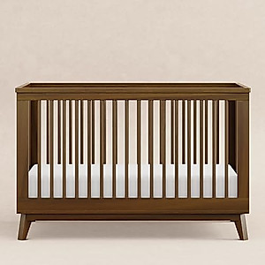 Babyletto Scoot 3-in-1 Convertible Crib with Toddler Bed Conversion Kit in Natural Walnut, Greenguard Gold Certified