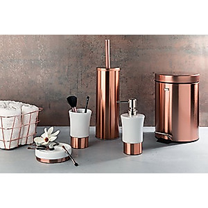 Axentia Riga Cosmetic Bin in Copper Pedal Bin 3L Cosmetic Bin Lid Waste Bin with Pedal Bin for Bathroom & Toilet Metal Copper Colour Black 17 x 17 x 2.45 cm