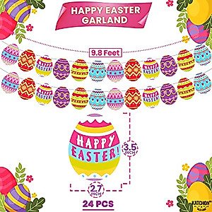 KatchOn, Easter Egg Garland for Mantle - 10 Feet, No DIY | Large, Easter Garland for Easter Decorations | Happy Egg Easter Banner for Fireplace | Easter Party Decorations | Easter Garland Decorations