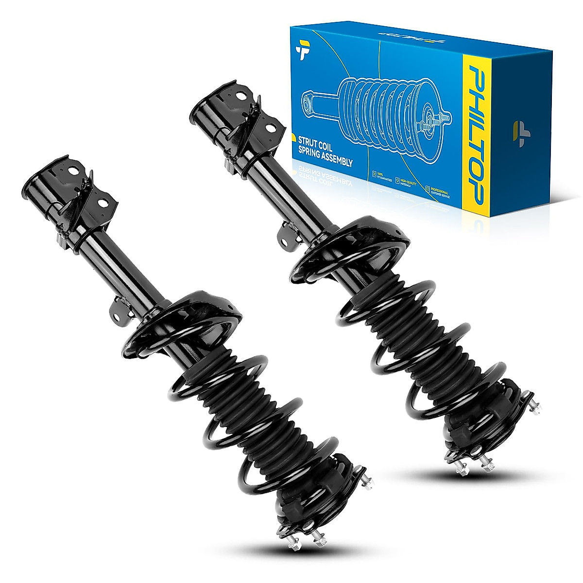 PHILTOP Front Struts Shock for CR-V 2007 2008 2009 2010 2011 2012 2013 2014, Shock Absorber 272492+272491, Struts with Coil Spring SAA091 2 Pcs