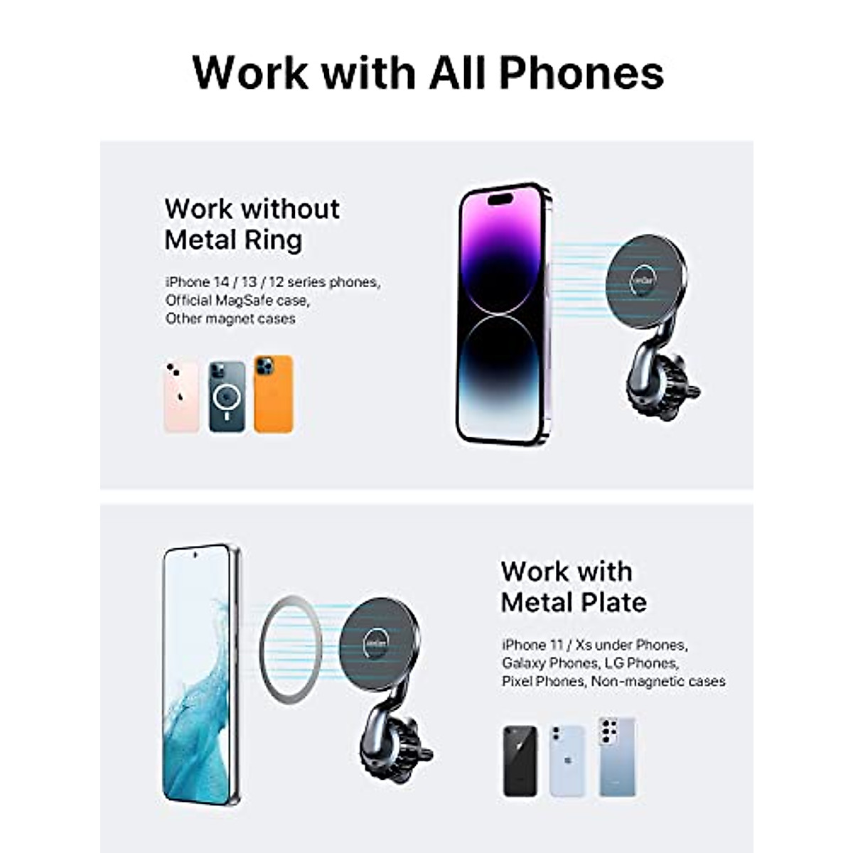 Ciencimy Compatible for MagSafe Car Mount [Strongest Magnet] Magnetic Phone Holder for Car [360° Adjustable] Air Vent Magnetic Phone Mount Fit for MagSafe iPhone 14 13 12 Pro Max Plus Mini