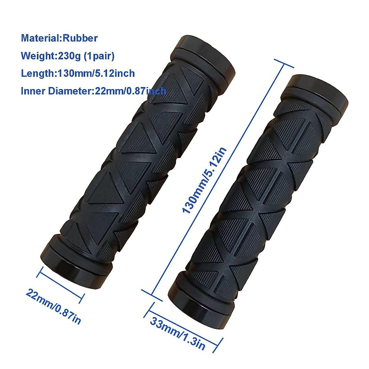 Fanzbike Bike Handlebar Grips, Double Lock-on Bicycle Handle Bar, Soft Non-Slip-Rubber Hand Grip Comfortable Ergonomic for BMX, Mountain, MTB, Beach Cruiser, Scooter, Folding Bike (Double Lock-Black)