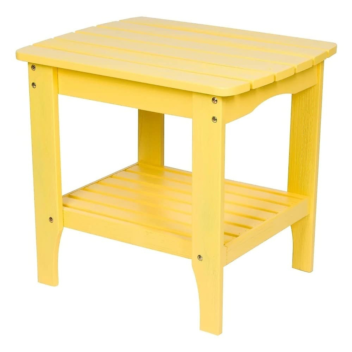 Classic Adirondack Rectangle Patio Table With Slated Top & Genuine Cedar Wood Construction 24"Lx19"Wx22"H | Lemon Yellow Color Weatherproof Finish Best For Indoor Outdoor Use | Water & Rust Resistant