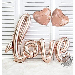 KatchOn, Large Rose Gold Love Balloon Letters - 36 Inch | Heart Balloons, Wedding Shower Balloons | Love Letter Balloons for Romantic Night Decorations | Bridal Shower Decor | I Love You Balloons