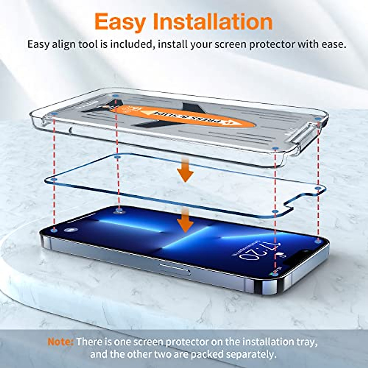 EGV [3+2 Pack] Screen Protector for iPhone 13 Pro 6.1 Inch with Camera Lens Protector, Tempered Glass With Alignment Kit, 9H Hardness, Case Friendly