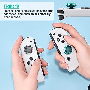 DLseego Diamond 3D Thumb Grips Caps Design for Switch & Switch Lite & Switch OLED Joy Con Crystal Clear Console Joystick Cover 4PCS - Clear and Green