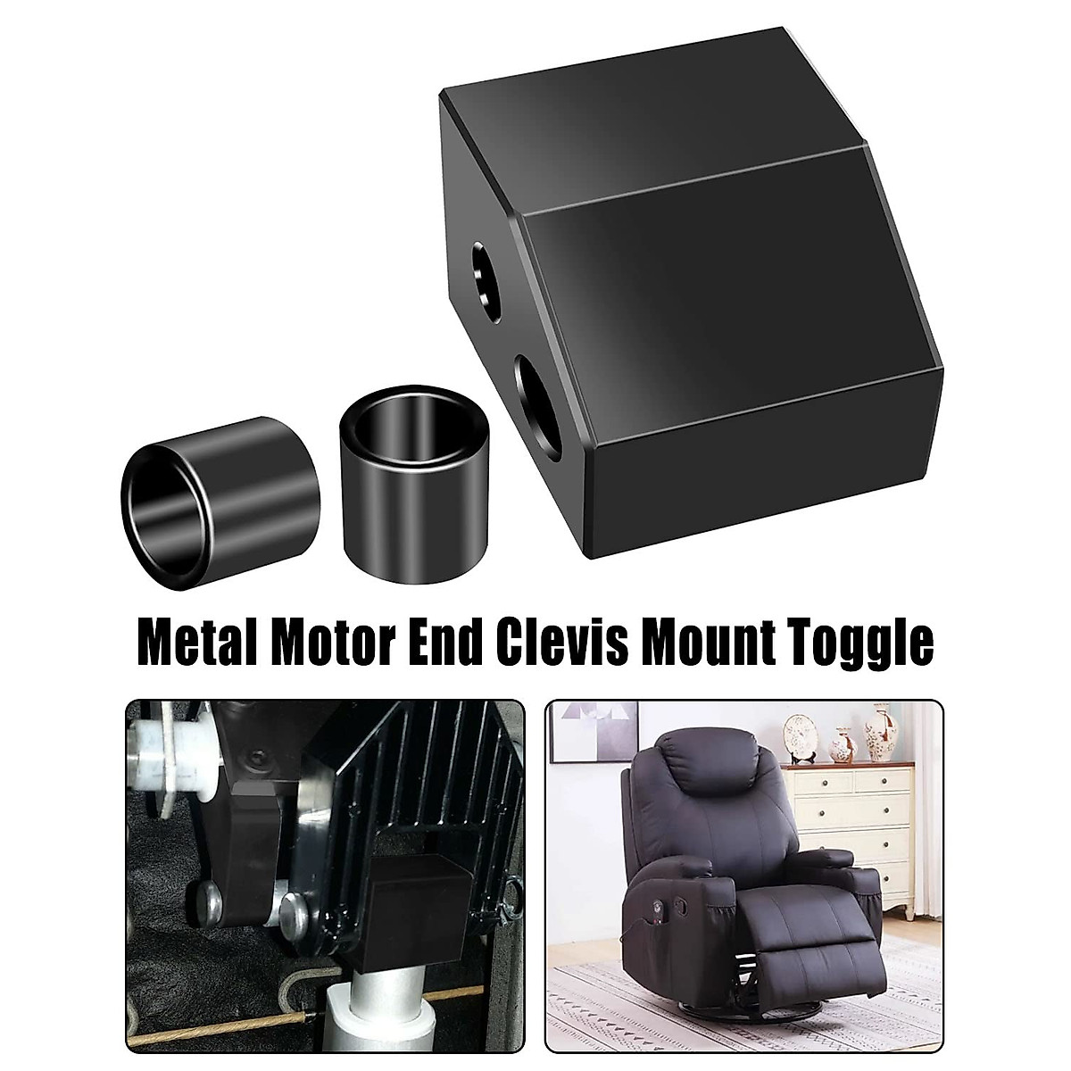 Metal Motor End Clevis Mount Toggle Fit for La-Z-boy Power Recliners Parts, Aluminum Black