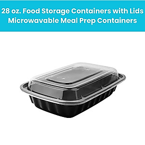 Generic ASK WHOLESALE 28 oz Food Storage Containers With Lids, Meal Prep Containers, Plastic Long-lasting Containers, 50 Pcs Microwavable Reusable Food Containers with Lids, Lunch Box, Black, AW6788