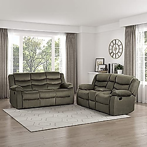 Lexicon Mabel Wall-Hugger Manual Double Reclining Loveseat, Brown