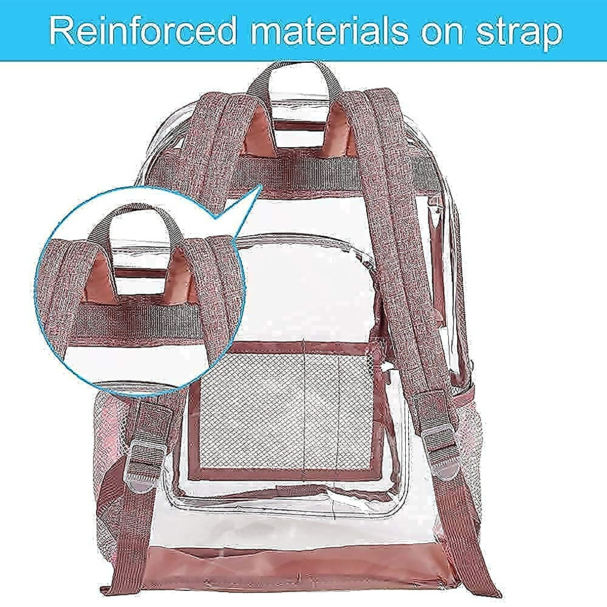 Clear Backpack for women and men, Heavy Duty Transparent Bookbag - 16" See Through Large Backpacks Stadium Approved