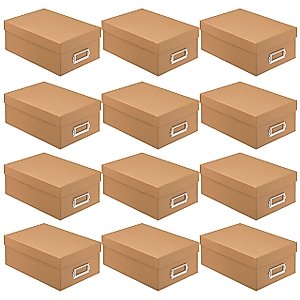 Kraft Memory Box by Simply Tidy - Store and Organize Photos, Keepsakes, DVD and CDs, Acid Free - Bulk 12 Pack