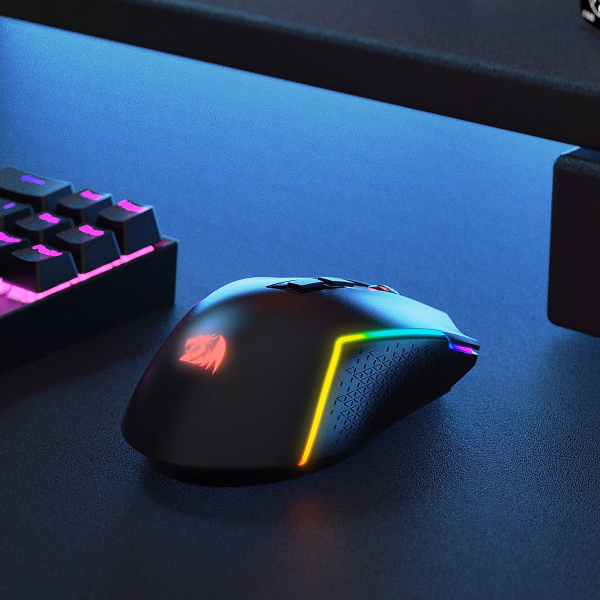 Redragon M693 Wireless Gaming Mouse, 8000 DPI Wired/Wireless Gamer Mouse w/ 3-Mode Connection, BT & 2.4G Wireless, 7 Macro Buttons, Reliable Power Capacity for PC/Mac/Laptop