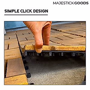 Interlocking Deck Tiles 8 Pack - Snap Together Wood Flooring | 12 x 12 Acacia Hardwood Outdoor Flooring for Patio | Click Floor Decking Tile Outdoors Balcony Flooring, Wooden Parquet Flooring (8)