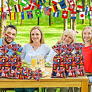 100 Pcs International Flag Candy Party Bags World Country Flags Treat Bags Patriotic Cellophane Bags Travel Goodie Bags for Soccer Sports Beer Festival Events Celebration School Party Decorations