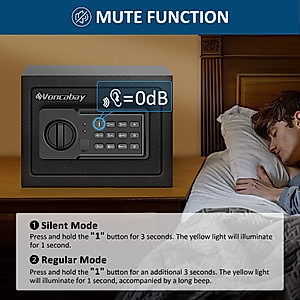 Voncabay Money Safe Box for Home with Sensor Light and Mute Function & Fireproof Security Safe Box for Money Safe with Emergency Power Outlet, Lock Box Fireproof Safe with Digital Keypad