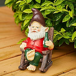 Large Garden Gnome Funny Figurine Statue, Adorable Figurine Lawn Ornament Dwarf Sculpture Patio Yard Landscape Porch Decoration Outside Gifts Decor 6.1” High 5.3” Wide - Unique Gifts