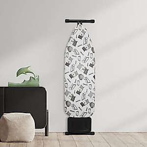 Duwee 15x54 inch Heat Resistance Metallic Ironing Board Cover Durable Felt Material Padding, Sew-in Bungee Cord, Easily Handle and Fits Board Beautifully(Iron Patten)