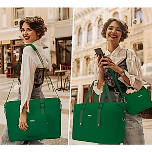 Weekender Bags for Women with 15.6 inch Laptop Compartment, LYAUK Travel Duffel Bag with Detachable Makeup Bag&Wet Pocket, Carry on Overnight Bag for Airplanes,Hospital Bag for Labor and Deliver Green