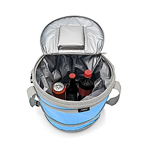 Camco Pop-Up Cooler | Lightweight, Waterproof and Insulated Pops Open for Use and Collapses Flat for Storage | Ideal for the Beach, Pool, Camping, Tailgating and Travel | Blue (51995)