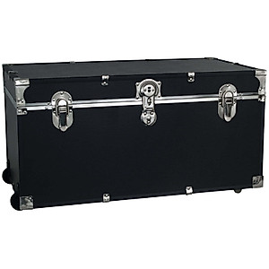 HomeStock Rustic Romance 31" Storage Trunk with Wheels & Lock, Lockable, Latch Closure Type, Black, 31"