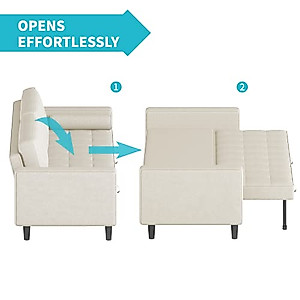 CECER Reversible Sleeper Sofa Bed with Cushion, Modern Pull Out Futon Couch Bed for Living Area, Big 2-in-1 Couch for Apartment, Office, Bedroom, Beige