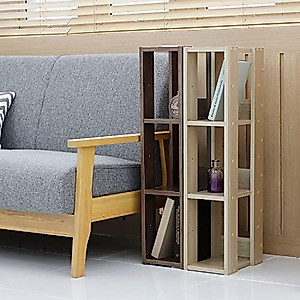 IRIS USA Rack 3-Shelf Open Wood Shelving Unit, Slim, Natural