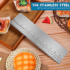 Stainless Steel Cake Scraper with Scale Cake Edge Smoother Cake Decorating Comb Baking Scraper Tool for Baking Measuring Cake Buttercream Home Kitchen Accessory(12 Inches)