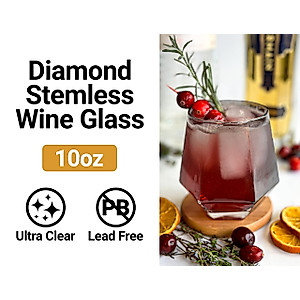 R and R Imports University of Wyoming Etched Diamond Cut Stemless 10 Ounce Wine Glass Iridescent 2-Pack Officially Licensed Collegiate Product