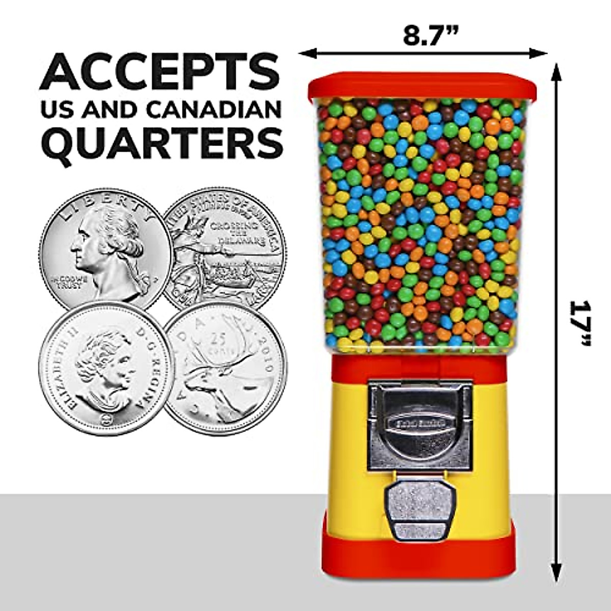 Candy Dispenser - Home Vending Machine - Red and Yellow Candy Vending Machine Without Stand - Candy Machine Dispenser - Nuts Pet Food Vending Dispenser