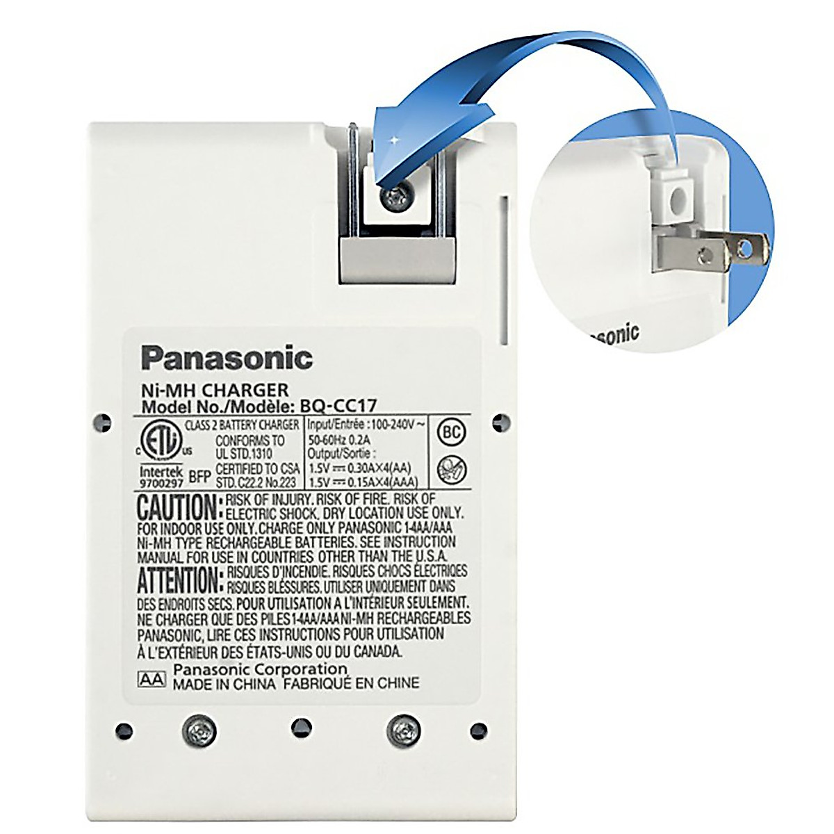 Eneloop Panasonic Advanced 4-Cell Battery Charger BQ-CC17SBA White & Ni-MH AA Battery BK-3MCCA4BA 1.2V 4pk Rechargeable