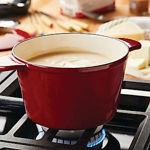 Rachael Ray Cast Iron Fondue Pot Set, 1.5 Quart, Red