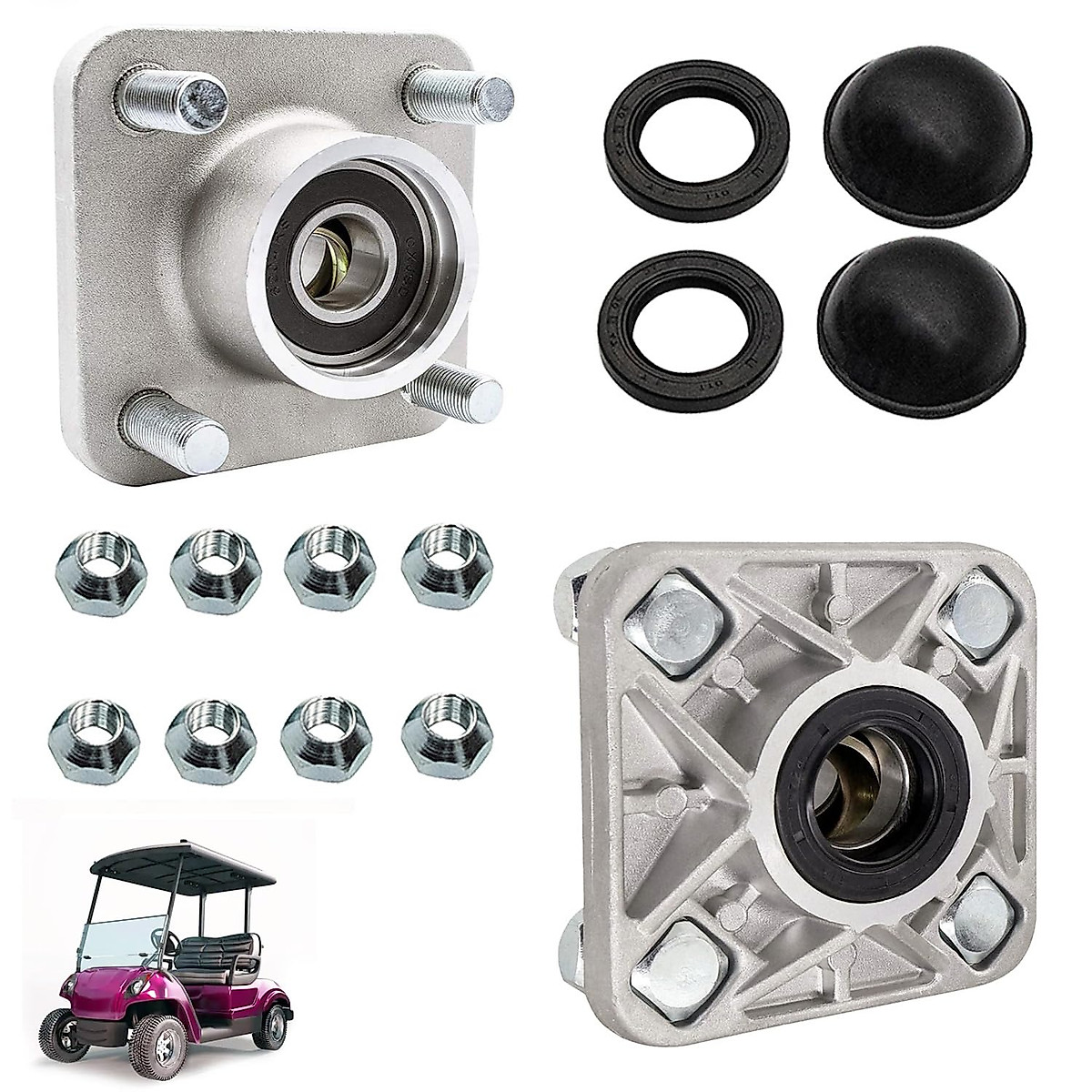 Drive-up Golf Cart Front Wheel Hub for Yamaha G2/G8/G9/G14/G16/G19/G22/G29 Drive Models, OEM JG5-WF511-10-00 JG5-WF511-00