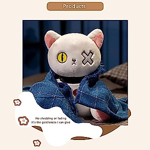 Crazy Rabbit Plush,Cute Dreadful Bunny Stuffed Animal Long-Eared Standing Toy, Adorable Easter Anxiety Rabbit Plushie Birthday Gift for Kids Adults (Unhappy White, 25cm)