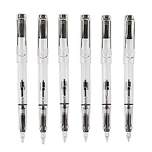 Lanxivi Yongsheng Calligraphy Fountain Pen Set Transparent Clear, 6 Assorted Tip Sizes for Art Drawing and Writing Signature